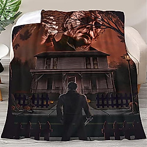 GIMCJOK Rustic Michael Halloween Myers Throw Blanket, Flannel Halloween Blankets and Throws for Couch, Queen Size Air Conditioned Blanket 40"x50"