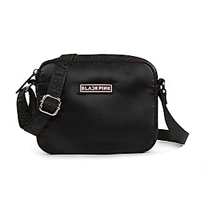 Bugatti BLACKPINK Quartz Collection Camera Crossbody Bag for Women, Girls, and Teens, Officially Licensed Lightweight Nylon (BLACK)