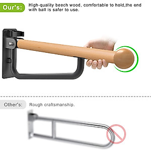 Dolibest 24 Inch Toilet Safety Bar, Foldable Toilet Grab Bar, Wall Mounted Wooden Handicap Grab Bar for Bathroom. Non-Slip and Waterproof Comfty Grip Bar for Disabled Elderly Pregnant, 1PCS
