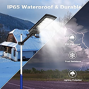 KingHe Solar Street Lights Outdoor - 500W Commercial Parking Lot Light Dusk to Dawn Super Bright Led Street Lighting Solar Powered with Motion Sensor, IP65 Waterproof,YT200-2