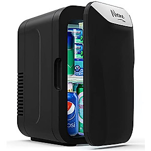NXONE Mini Fridge,8 Can/6 Liter Small Refrigerator,110VAC/ 12V DC Portable Thermoelectric Cooler and Warmer Freezer Skincare Desk Little Tiny fridge for Cosmetics,Foods, Bedroom,Dorm,Office,and Car