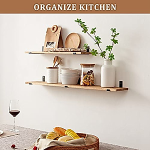 TRWISWDC Floating Shelves Wall Mounted 36 inches Oak Natural Floating Wood Shelf with Lip Brackets for Bedroom Living Room Kitchen Bathroom Rustic Wall Storage Shelves