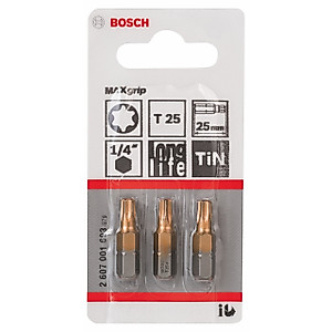 Bosch 2607001693 Maxgrip Screwdriver Bit, T25, 25mm Length, Blue