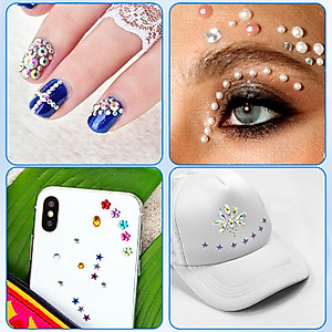 9 Sheets Face Gems Stickers, Self-adhesive Face Jewels Stickers including Stars, Flower, Drop Shape Cute Face Diamonds Jewels for Makeup, Party, Festival (Pattern 1)