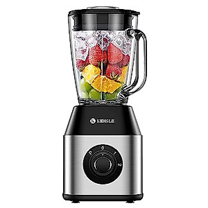 KIDISLE Professional Blenders for Kitchen, 1200W Powerful Smoothie Blender, 52oz Glass Jar for Shakes and Smoothies, Ice Crush, Frozen Fruit, Stainless Steel & Sliver