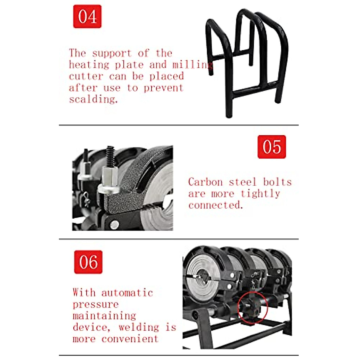INTSUPERMAI Pipe Fusion Welder 4 Clamps Electric Tube Butt Fusion Machine Pipe Welding Machine PP PE PB PVDF Butt Fusion Welding Machine 110V 2.48"-6.30" (63-160mm) with Digital Heating Plate