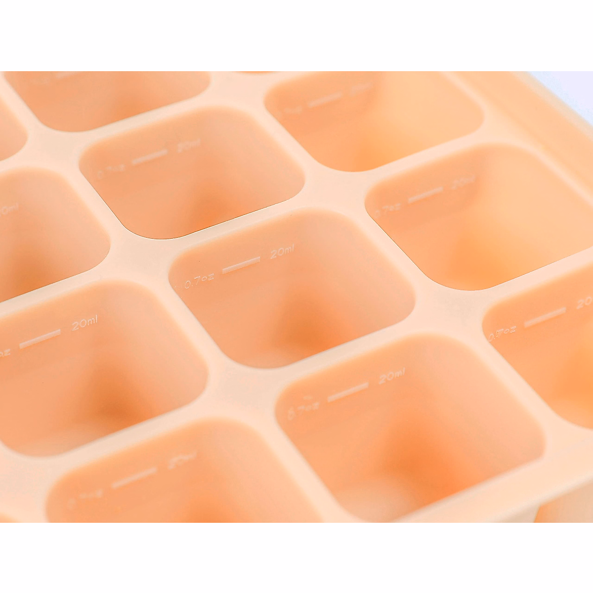 PETINUBE Silicone Freezer Tray, Baby Food Storage Cubes with Clip-On Lid, Freeze Baby Food, Soups, Purees, Ice, Easy and Safe Design, Made in Korea (20, Ocean Blue)