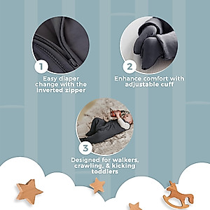 Nyte Nyte Baby - 1.-TOG Gray, 6 to 12 Months, Sleeveless Sleep Sack, Soft Baby & Toddler Sleeping Sack, Breathable Sleep Sack with Adjustable Feet Cuffs & Anti-Slip Grip