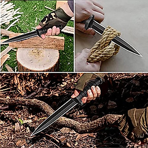 liuliang1 12.2'' EDC Straight Edge Tactical Bowie Knife with Sheath Survival Hunting Tactical Combat Knife for Outdoor Camping , Fishing Black