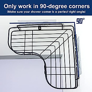 Huryfox Corner Shower Caddy Bathroom Organizer Shower Shelf with Hooks, Adhesive Shower Shelves, Wall Mounted Shampoo Holder, 2 Pack Shower Racks for Inside Shower, Black