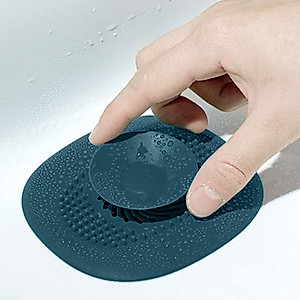 Hair Catcher, Silicone Shower Drain Stopper, Durable Drain Covers for Shower to Catch Hair, Hair Stopper Easy to Install and Clean Suit for Shower, Bathroom, Bathtub, Kitchen Sink (Blue)