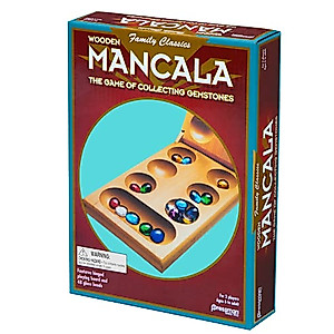 Pressman Mancala - Real Wood Folding Set, with Multicolor Stones by Pressman, 2 players