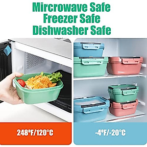 TeTeBak Food Storage Containers with Lids - BPA-free Plastic Airtight Food Storage Containers, Date-Tracker Bento Box Adult Lunch Box, Sets of 2