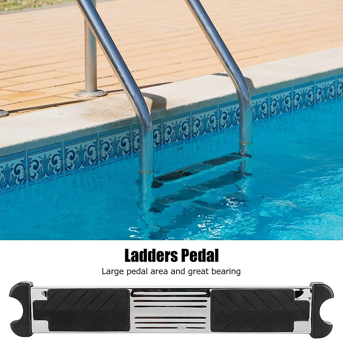 Pool Ladder Steps Replacement, 304 Stainless Steel Thickened Ladder Pedal with Nonslip Rubber Pad, Swimming Pool Ladder Steps for Hot Spring Pool
