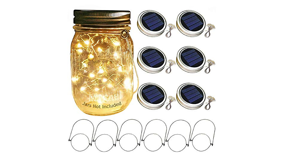Solar Mason Jar Lid Lights 6 Pack - Eco-Friendly Fairy Lights