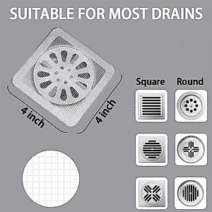 ASOQOLA 30 Pack,4"" X 4"" Disposable Shower Drain Cover, Hair Catcher Shower Drain Mesh Stickers, Bathroom, Laundry, Bathtub, Kitchen, Sink for Human and Pet Hair (30 PCS), Gray, ZZDLT-30P