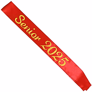 Red Senior 2025 Satin Sash - 2025 Graduation Sash - Finally Graduated - Senior Cheer Sash - Cheerleader Sash - Competition Sash