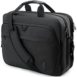 BAGSMART 17.3 Inch Laptop Bag, Expandable Briefcase,Computer Bag Men Women,Laptop Shoulder Bag,Work Bag Business Travel Office,Lockable (Black-17.3 inch)