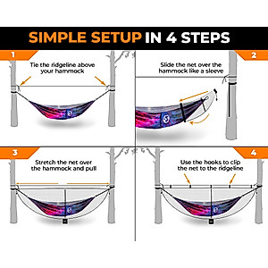 Foxelli XL Hammock Net – 12ft Net for Hammocks, Lightweight Portable Hammock Netting, Fast and Easy Set Up, Fits All Camping Hammocks