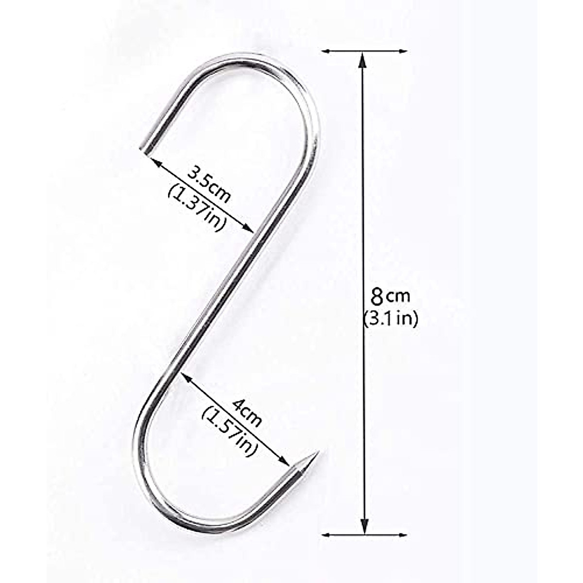 ARTOYS Meat Hooks 3''(10Pack), SUS304 Stainless Steel Butcher Hook Smoking Hooks, Meat Processing for Hanging, Drying, BBQ, Grilling Sausage Chicken Beef Hook Tool