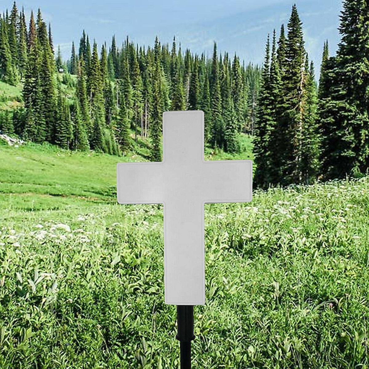 LOVIVER Solar Lighted Cross by Eternal Light Memorial Light Garden Cemetery Church