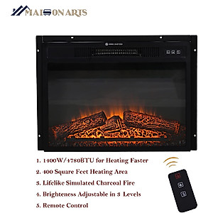 MAISON ARTS Glass Doors Fireplace TV Stand with Electric Fireplace Inserts 47" Farmhouse Media Console Table Entertainment Center for TVs Up to 55" for Home Living Room Bedroom, Black