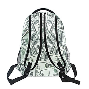 Backpack Funny American Dollar Money Adults School Bag Casual College Bag Travel Zipper Bookbag Hiking Shoulder Daypack for Women Men