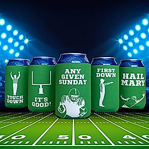 CoozieKings Tailgate/Football Themed Coozies - Neoprene Insulated - 6 Pack (Standard Beer/Soda Can), Green
