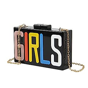LUI SUI GIRLS Acrylic Clutch Purse Bags for Women Geometric Box Evening Clutch Bag Stylish Shoulder Bags