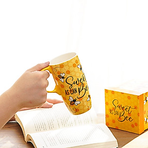 Voltogar Ceramic Mug Travel Coffee Cup with Lid Gift for Home & Office, 17oz Porcelain Tall Tea Latte Cup with Handle, Animals Art Pattern in Color Box, 6.5" H