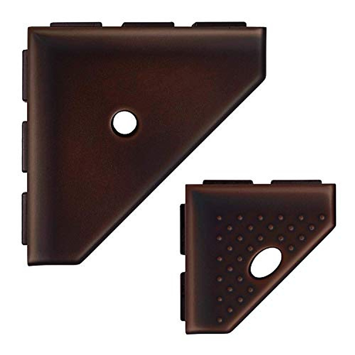 Questech Décor 8 Inch Corner Shower Shelf and 5 Inch Shower Caddy Foot Rest, Geo Lugged Back for New Construction, Wall Mounted Bathroom Shower Organizer, Oil Rubbed Bronze