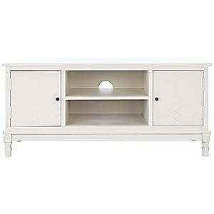 SAFAVIEH Home Collection Magnolia Distressed White 2-Door 2-Shelf Media Stand (up to 55-inch Flat Screen TV)
