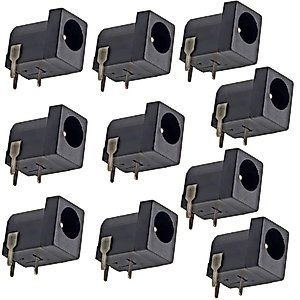 DIKAVS Breadboard-Friendly 2.1mm PCB Mounting Female DC Power Barrel Jack (Pack of 10)