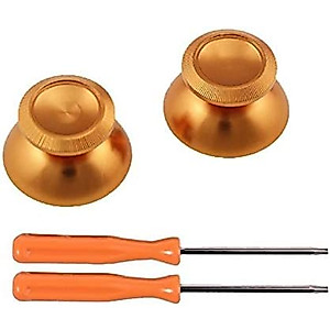Metal Aluminum ABXY Guide Thumbsticks Bullet Buttons Joystick Cap + T6 T8 Screwdriver for Xbox One Controller(Gold)