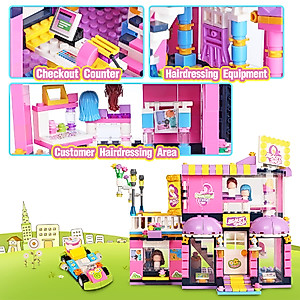 Friends Hair Salon Building Blocks Set House Creative Fun Toy Building Kit for Kids - Best Learning and Roleplay STEM Construction Toy Gifts with Storage Box for Girls 6-12 (646 Pieces)