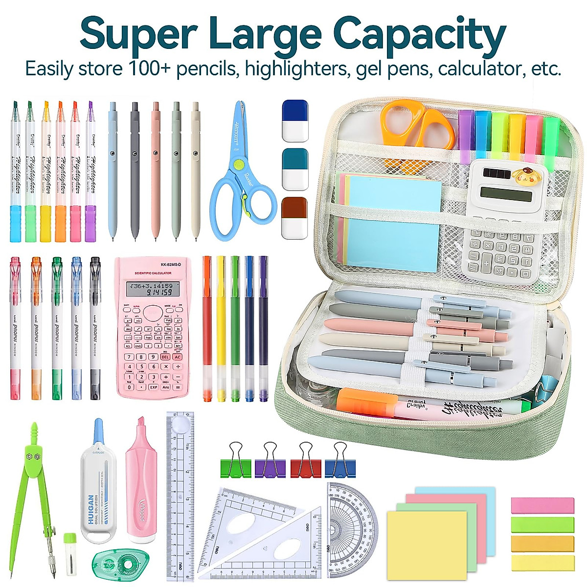 Pencil Case - Large Stationery Pen Bag, School Classroom Office Supplies, Gift for Students Teen Girls, Big Capacity Pencil Pouch