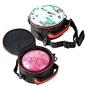 Steel Tongue Drum, Tongue Drum 6 Inch 8 Notes Hand Pan Drum C Key Meditation Drum Percussion Instrument with Bag, 2 Drumsticks, Finger Picks for Adults Kids Beginner - Pink