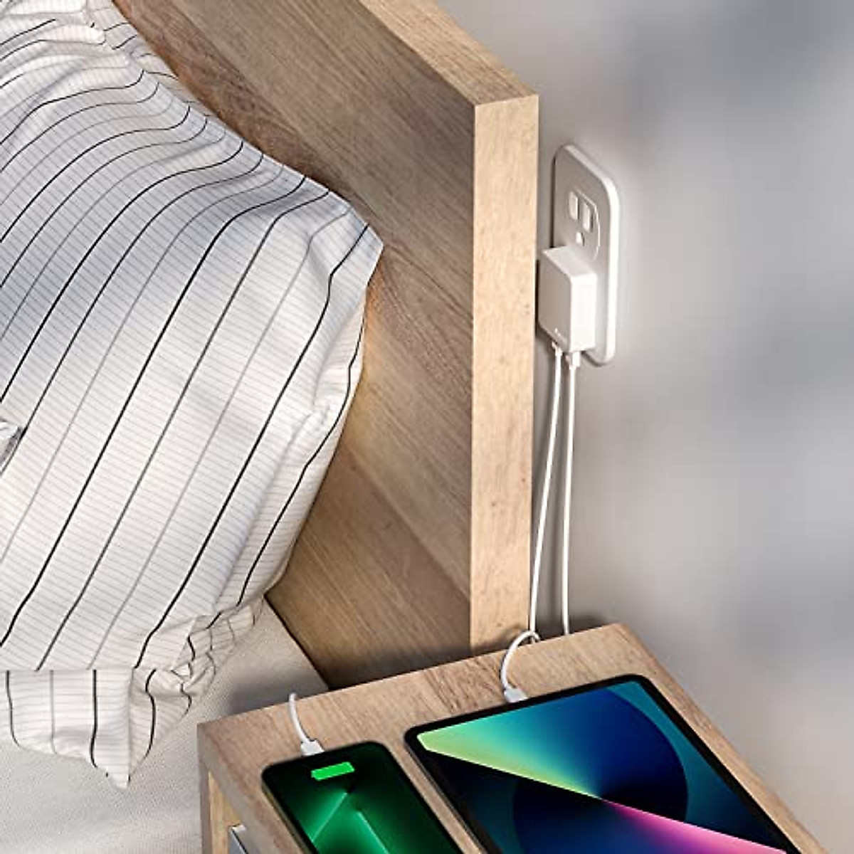 Nekmit Dual Port Ultra Thin Flat USB Wall Charger with Smart IC, 2 Pack