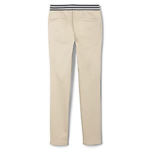 French Toast Girls' Little Pull On Skinny Fit Stretch Pants with Elastic Waist and Pockets, School Uniform for Kids, Khaki, 7
