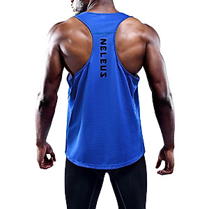 NELEUS Men's Workout Running Tank Top Sleeveless Gym Athletic Shirts Pack of 3,5080,Black/Grey/Blue,L