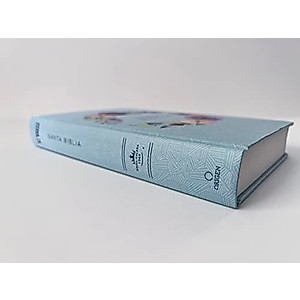 Biblia RVR 1960 letra grande, manual, tapa dura con nombres de Dios, flores azul / Spanish Bible RVR 1960 Handy Size, LP, HC with Names of God, blue flowers