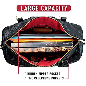 Womens Quilted Weekender Duffle Carry Bags Overnight Travel Handbag Shoulder Tote Trolley Handle Luggage TSA Approved Bag Quad Duffle 43 (Black-03)