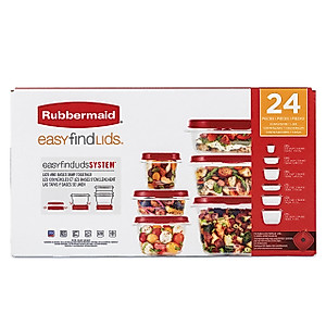 Rubbermaid Assorted Food Storage Container Set - Case of: 1; Each Pack Qty: 24; Total Items Qty: 24