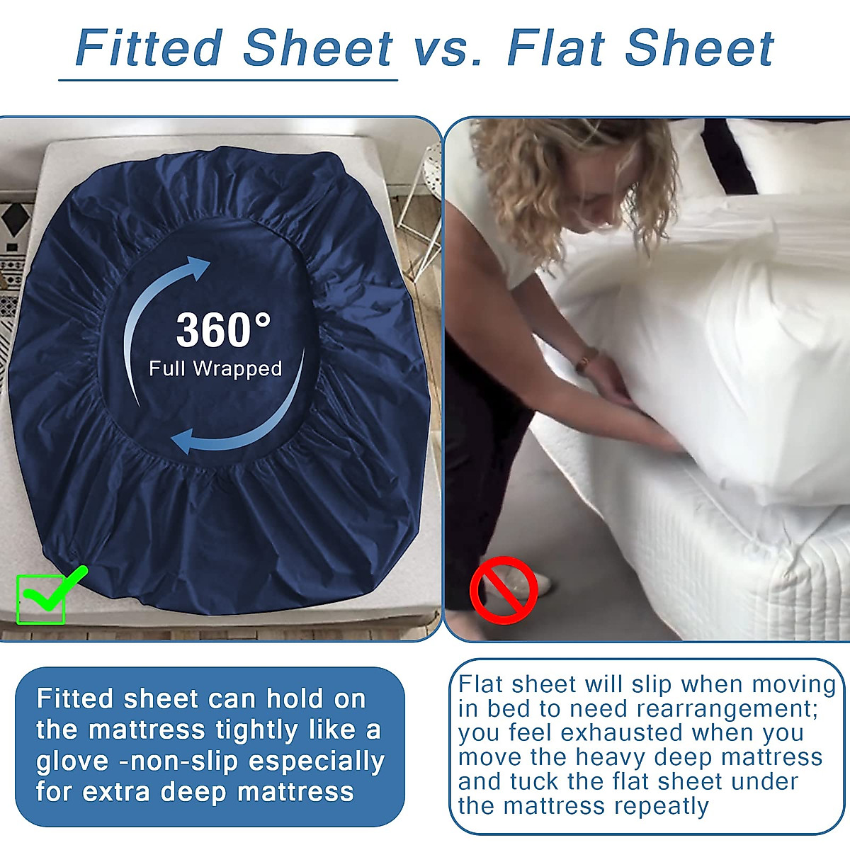 Bedecor Extra Deep Pocket King Fitted Sheet Only for 18 to 21 Inch Super Thick Mattress That Stay Tight,All Around Elastic Bottom,Doesn't Pop Off