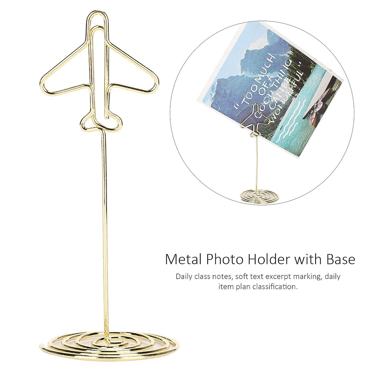 10Pcs Metal Table Number Holders, Airplane Shaped Place Card Holders for Wedding Party Tabletop, Picture Holders Stand for Photo Name Cards Menu Memo