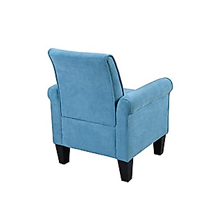 AnwickNomo Linen Fabric Upholstered Reclining Chair, Lounge Arm Chair, Comfy Single Sofa Chair for Reading, Living Room, Bedroom, Office，Waiting Room (Light Blue)