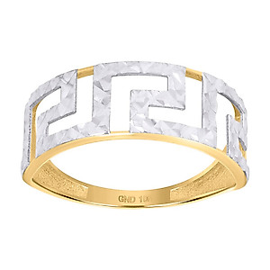 10k Two tone Gold Womens Greek Key Fashion Ring Measures 7.3mm Long Jewelry for Women