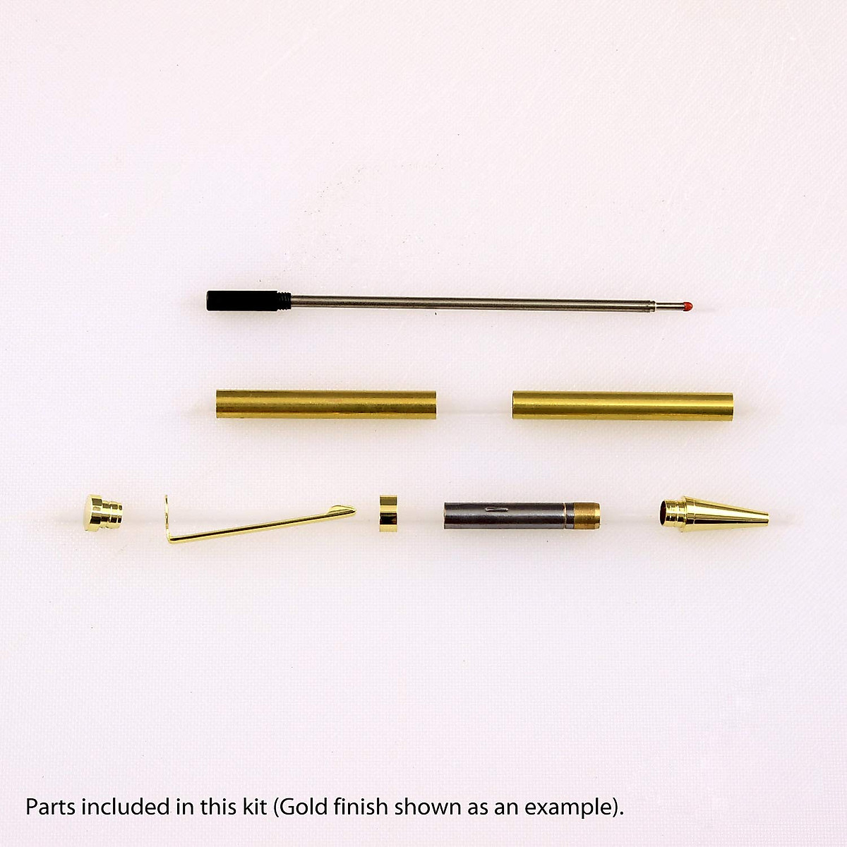 Legacy Woodturning, Slimline Pen Kit - Variety, 10 Pack, Gold, Gold with Black Stripe Clip, Satin Gold, Satin Silver, Silver, Black Chrome, Chrome, Chrome with Black Stripe Clip, Gun Metal, Copper