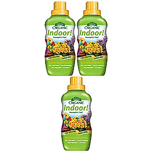 Espoma 8 Ounce Concentrated Organic Indoor Plant Food - Indoor Plant Fertilizer For Large & Small Plants Like Pothos, Fiddle Leaf Fig, Monstera, Snake & Palms - Pack of 3