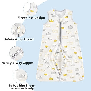 TILLYOU Sleep Sack 2 Pack - Baby Wearable Blanket with 2-Way Zipper, Extra Soft Cotton Sleeveless Sleeping Bag for Infants, Gray Grown, 18-24 Months